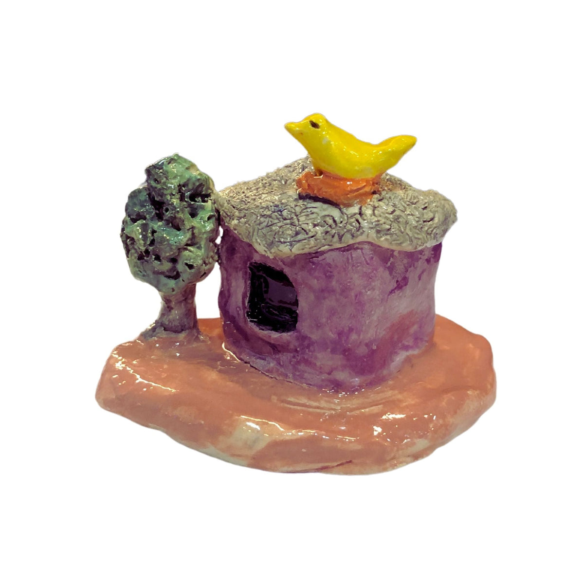 Lavender Cottage Yellow Bird & Tree - sculpture Bron Lewis – Clayfire ...
